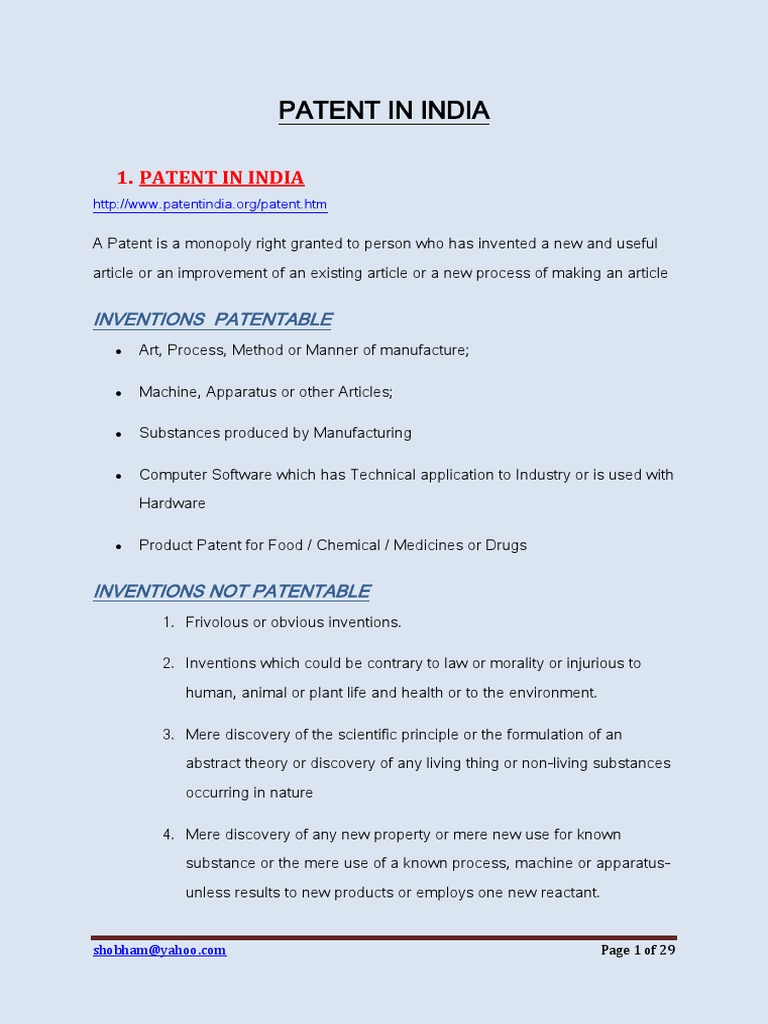 How To Obtain A Patent in India | PDF | Patent Application | Patent