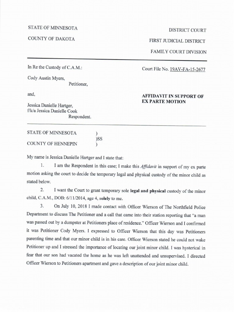 Aff in Support of ExParte | PDF