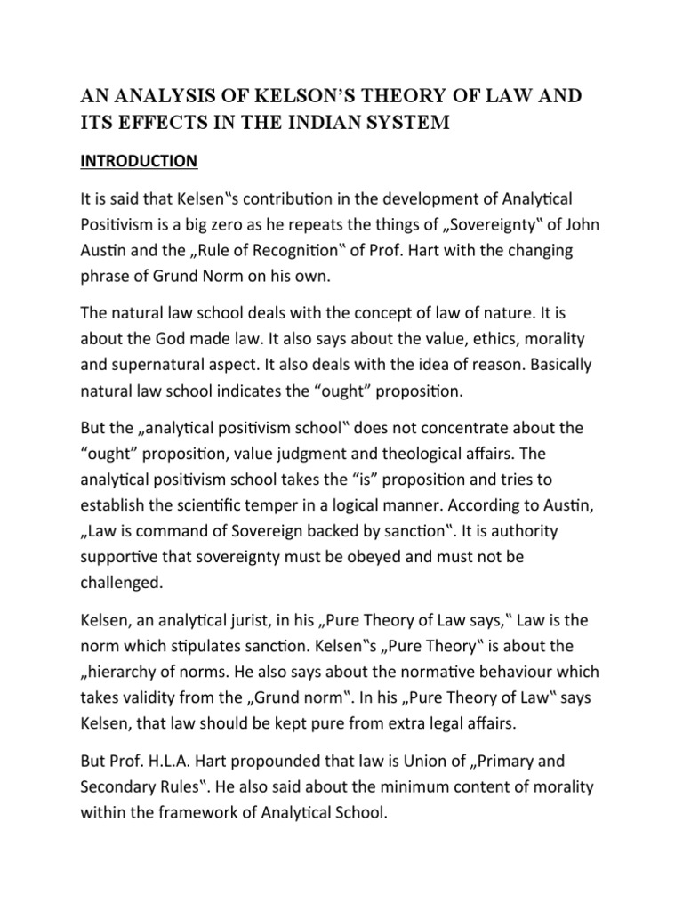 An Analysis of Kelson S Theory of Law An | PDF | Jurisprudence | Constitution