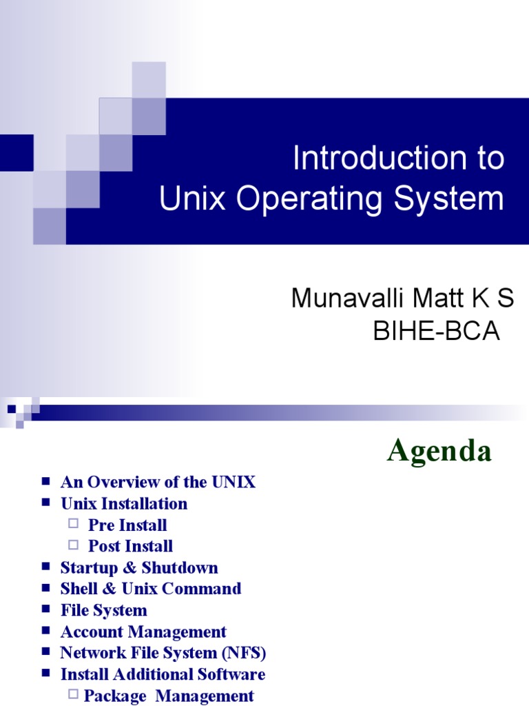 Introduction To Unix Operating System Munavalli Matt K S Bihe Bca Pdf Booting Computer File