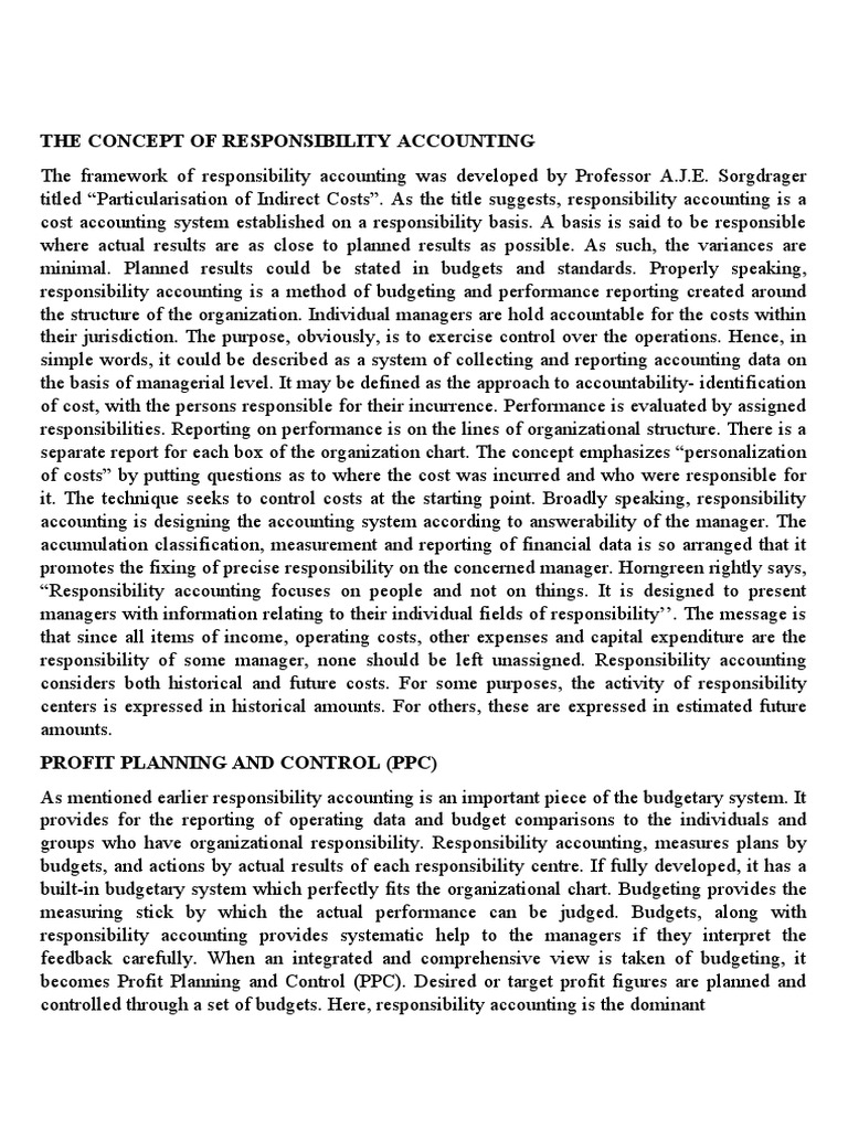 Responsibility Accounting | PDF | Expense | Accounting