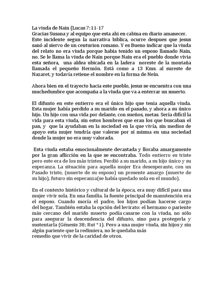 La Viuda de Nain | PDF | Jesús | Textos Religiosos
