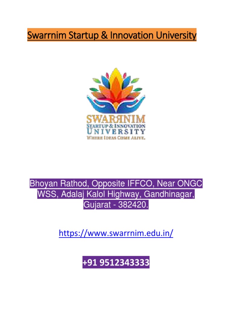 Swarrnim Startup & Innovation University Overview | PDF