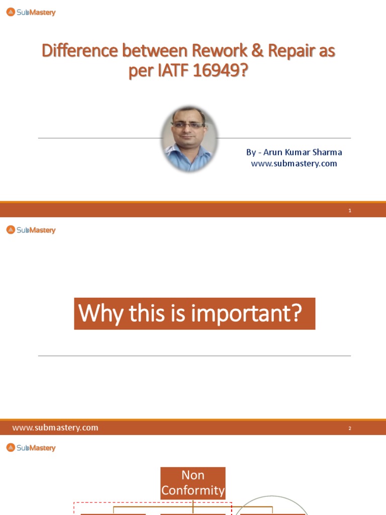 Difference Between Rework & Repair As Per IATF 16949?: by - Arun Kumar ...