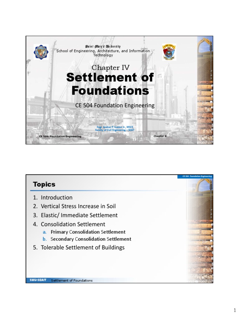 Foundation Settlement in Engineering | PDF | Linear Elasticity | Civil ...