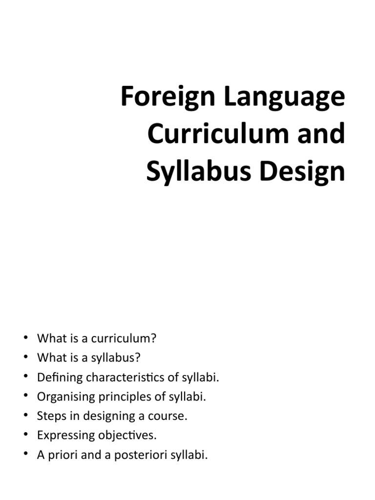 Foreign Language Curriculum and Syllabus Design | PDF | Curriculum ...