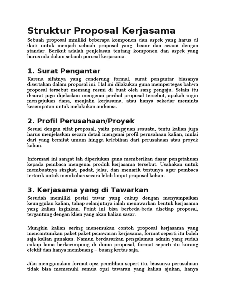 Struktur Proposal Kerjasama | PDF