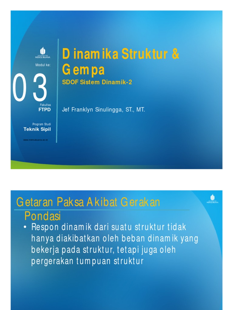 Dinamika Struktur Gempa (TM3) | PDF | Sains & Matematika