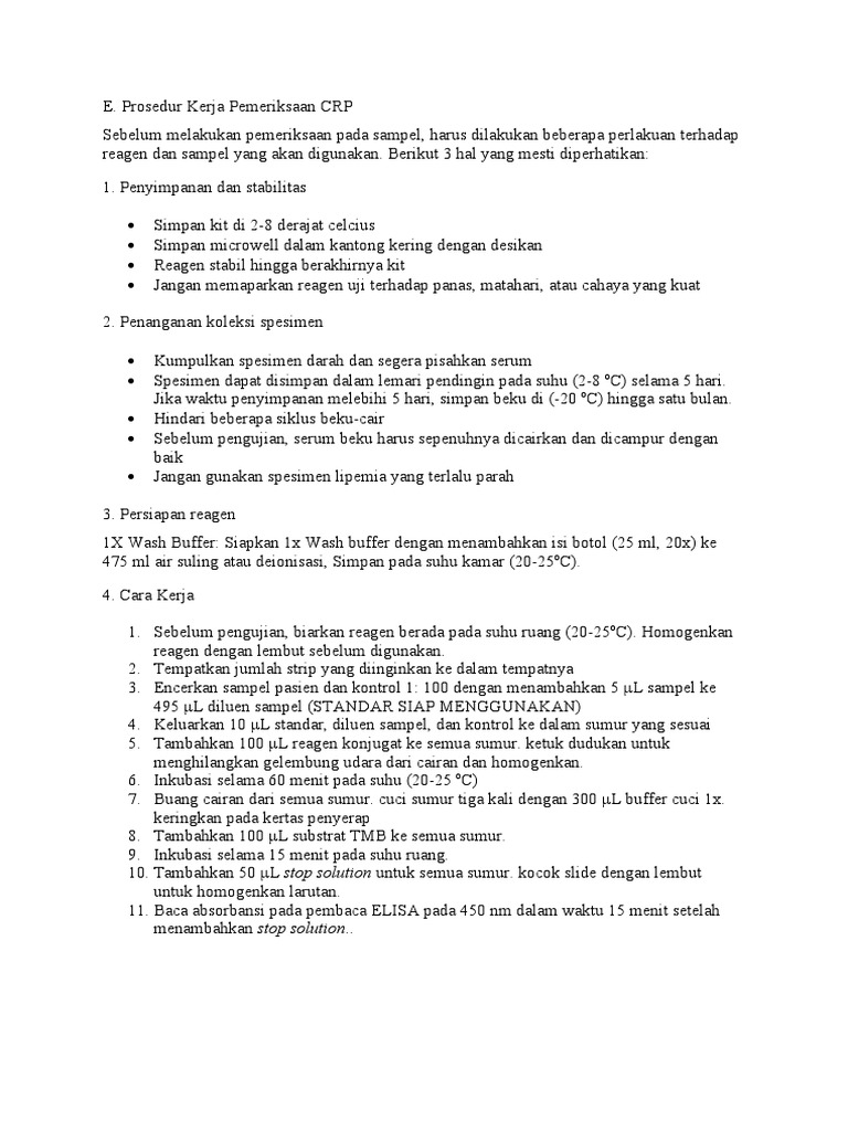 Cara Kerja Pemeriksaan Crp Pdf