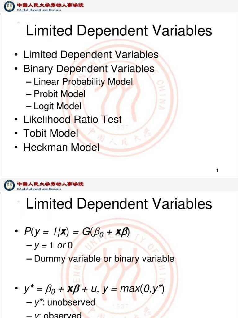 Limited Dependent Variables - Binary Dependent Variables | PDF ...