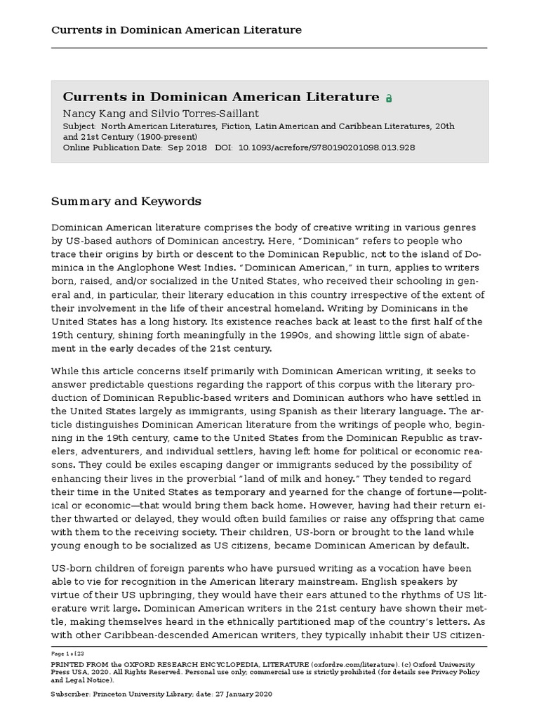 Dominican American Literary Currents | PDF | Poetry