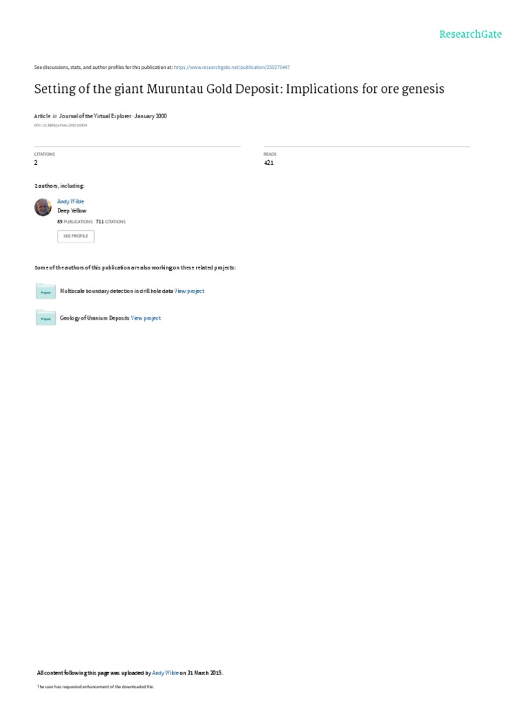 Setting of The Giant Muruntau Gold Deposit: Implications For Ore ...