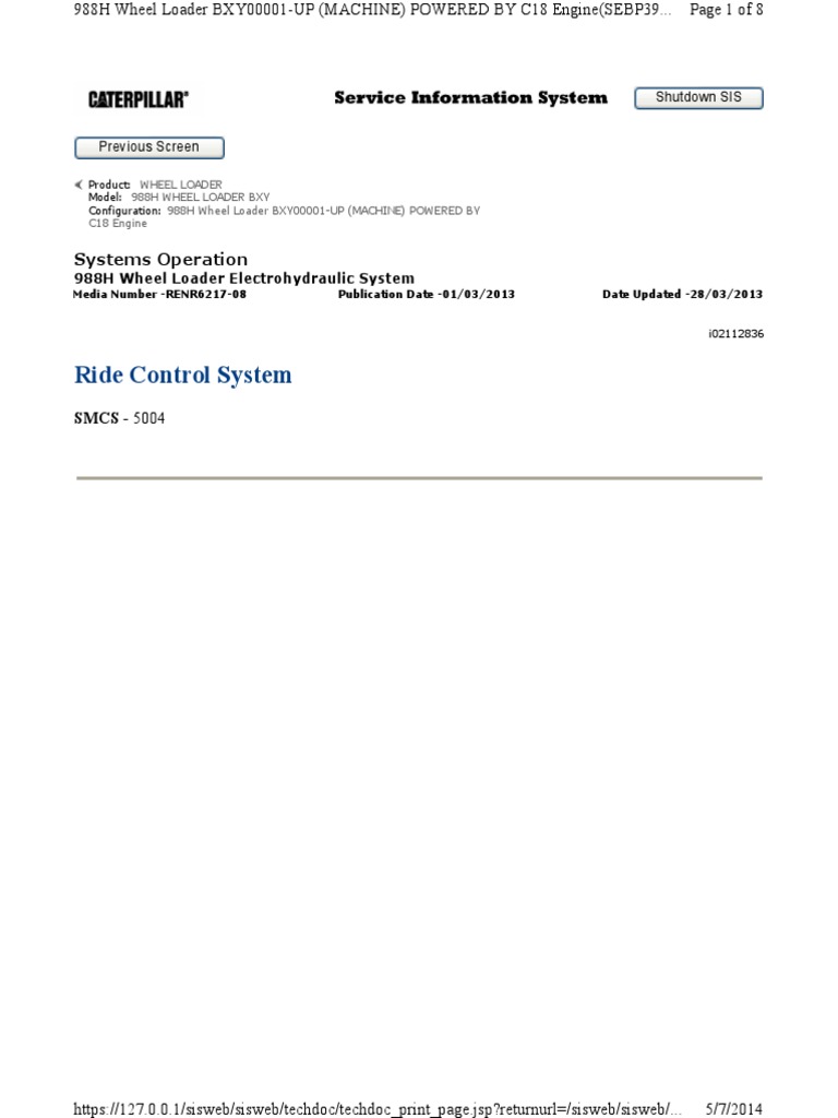 Ride Control System: Systems Operation | PDF | Valve | Elevator