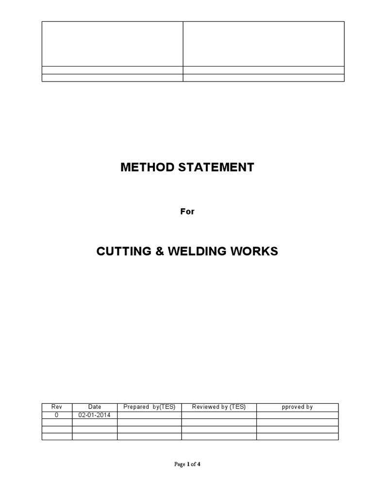 Cutting and Welding Method Statement | PDF | Welding | Construction