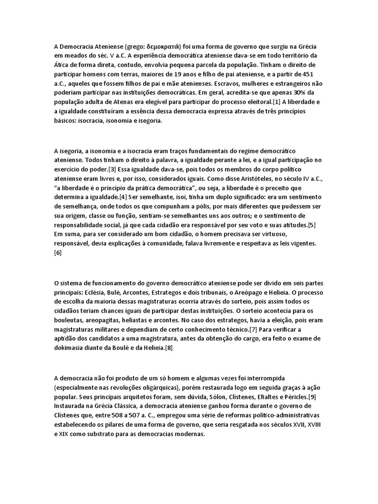 Os Princípios Fundamentais da Democracia Ateniense: Isegoria, Isonomia ...