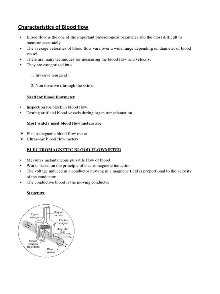 Blood Flow Measurement Techniques | PDF | Electrocardiography | Amplifier