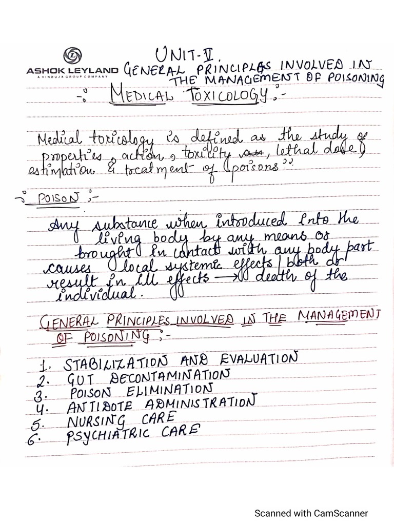 General Principles of Poisoning Treatment Notes For Pharmcacy Students ...
