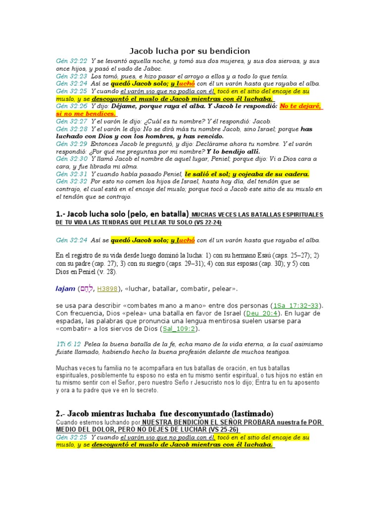 Sermon 10 Jacob Lucha Por Su Bendicion | PDF | Jacob | Creencia ...