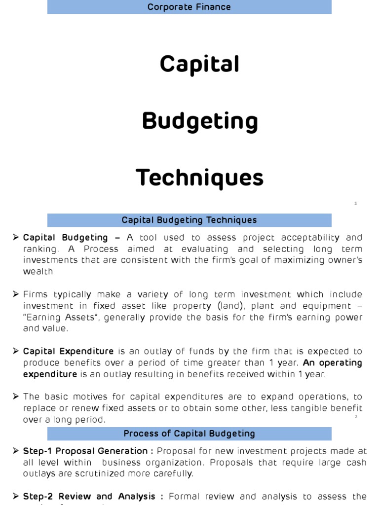Capital Budgeting Techniques | PDF | Internal Rate Of Return | Capital ...