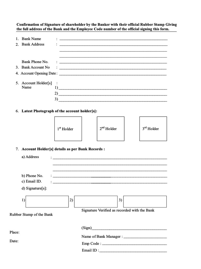 Bank Verification Form Instructions | PDF | Finance & Money Management