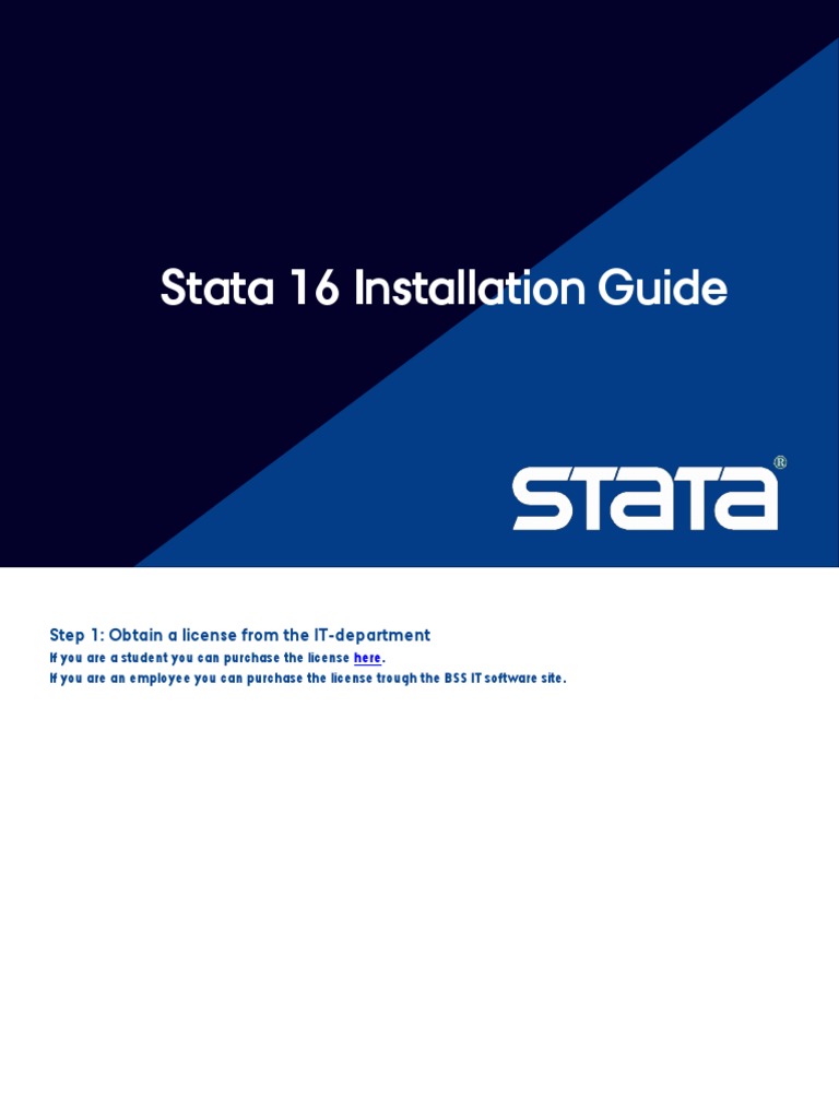 Stata 16 Installation Guide: Step 1: Obtain A License From The IT ...