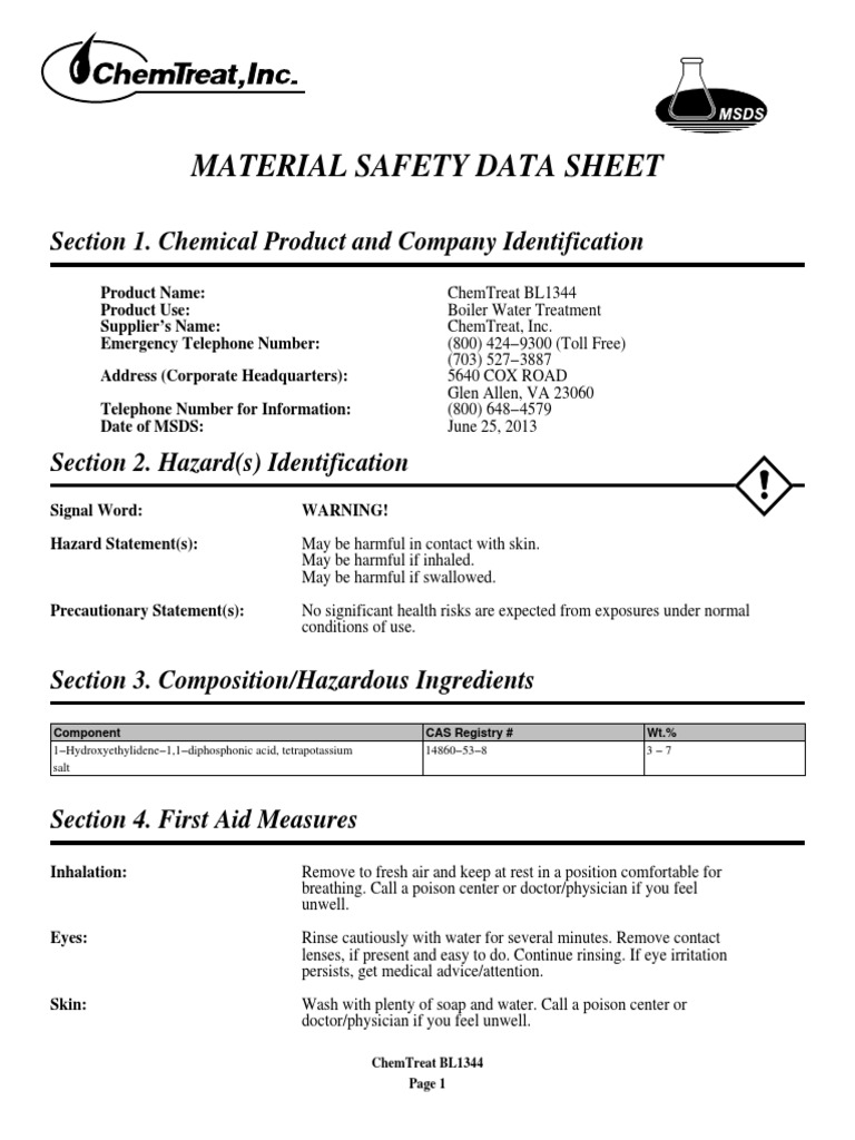 Material Safety Data Sheet: Section 1. Chemical Product and Company ...