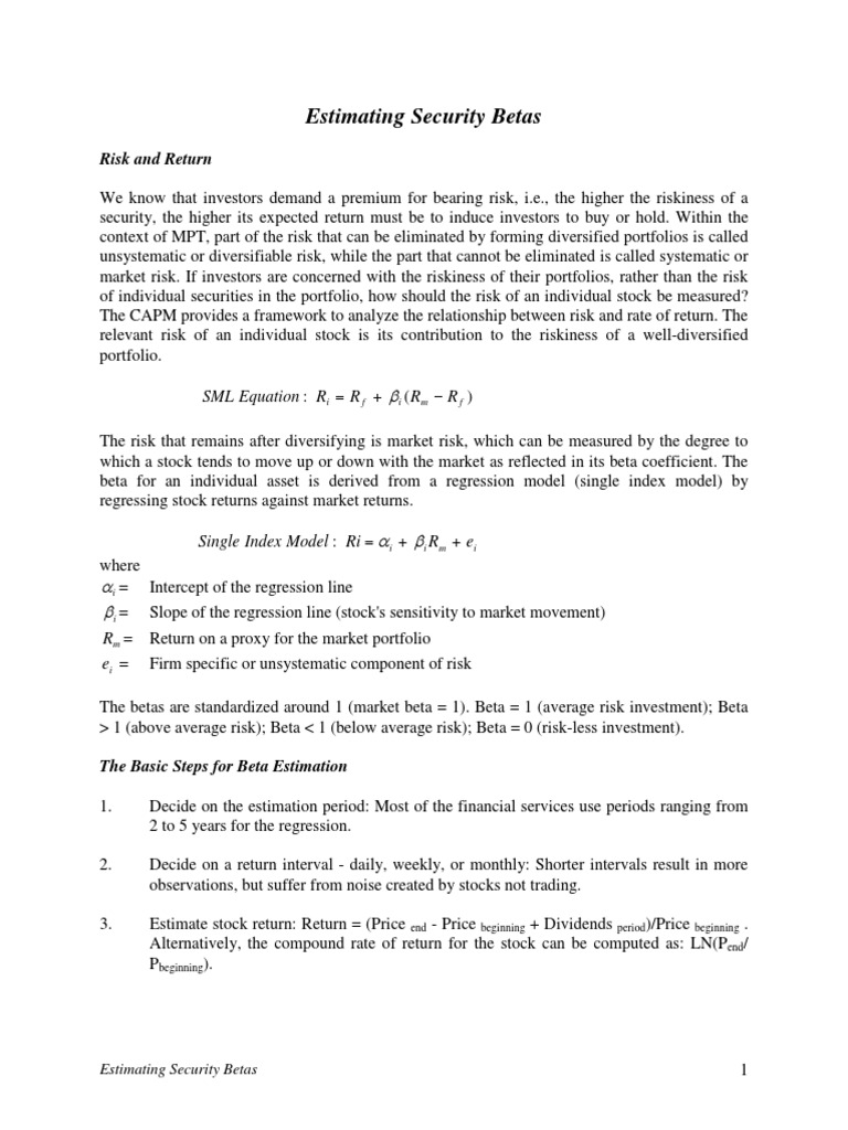 Beta Estimation Illustration PDF | PDF | Beta (Finance) | Statistical ...