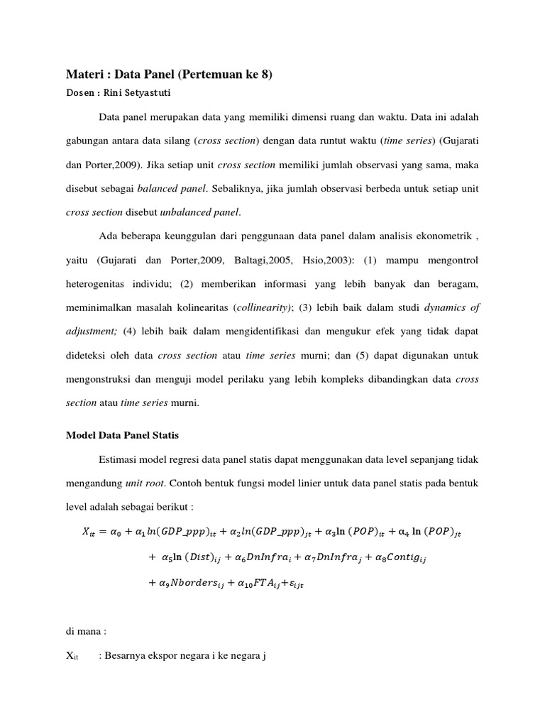 Materi Data Panel PPDE PDF | PDF