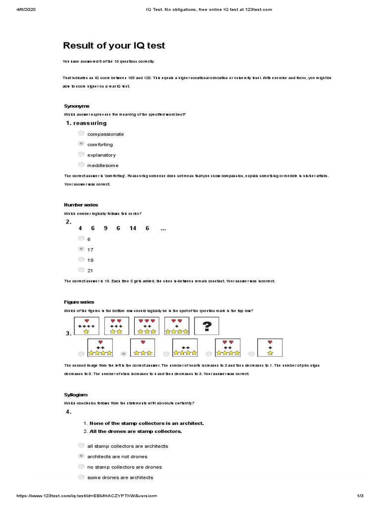 Iq Test Result | PDF