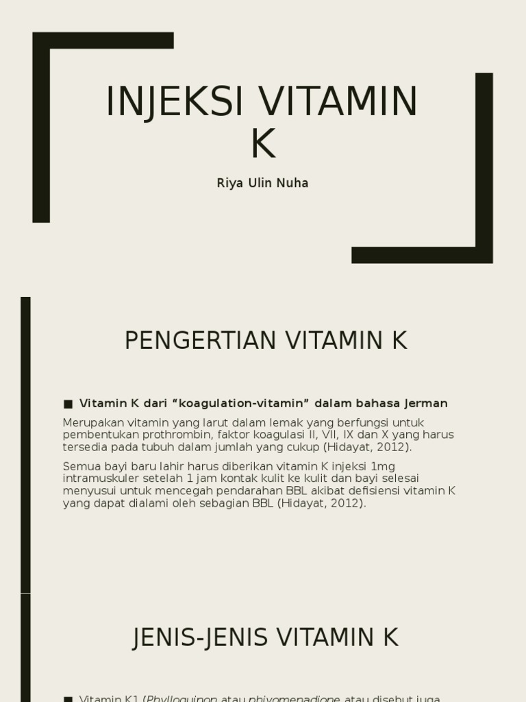 Injeksi Vitamin K | PDF