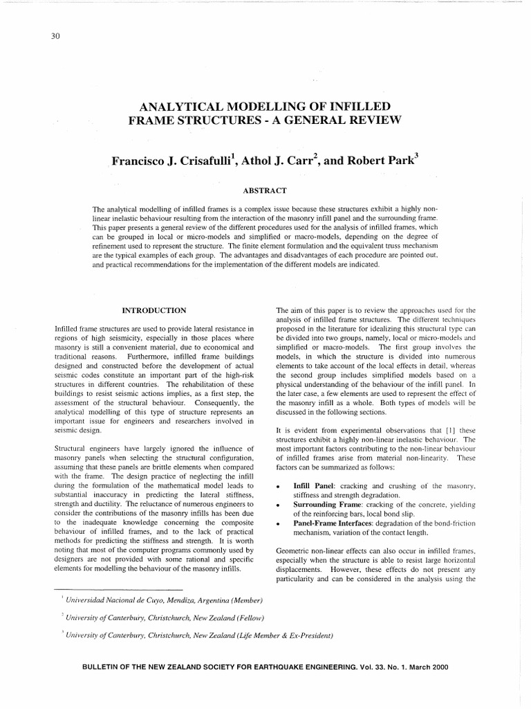 Infilled Frame Structures: Analysis Review | PDF | Hysteresis ...