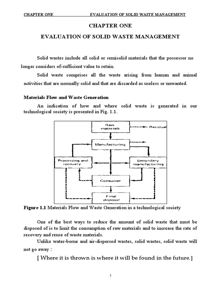 Chapter One Evaluation of Solid Waste Management: Materials Flow and ...