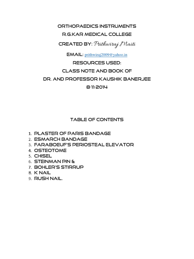 Ortho Instrument Use | PDF | Musculoskeletal System | Medical Specialties