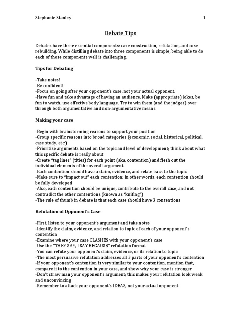 Debate Tips | PDF | Evidence | Psychological Concepts