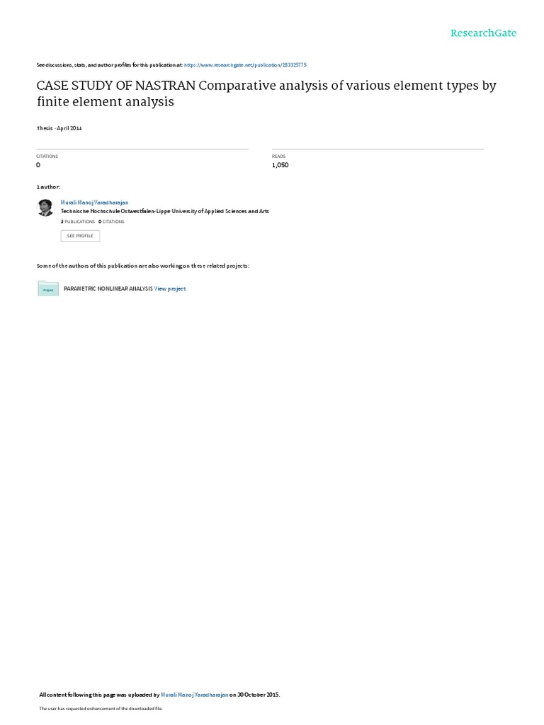 CASE STUDY OF NASTRAN Comparative Analysis of Various Element Types by Finite Element Analysis ...