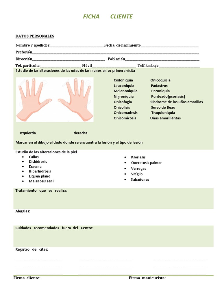 Ficha Cliente | PDF | Piel | Dermatología