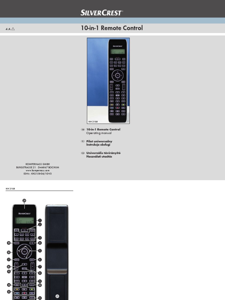 Silvercrest Remote Control Manual PDF | PDF | Remote Control | Menu ...