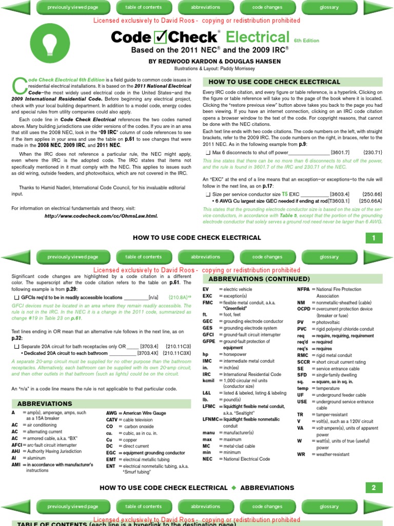 CodeCheckElectrical PDF | PDF | Electrical Wiring | Components