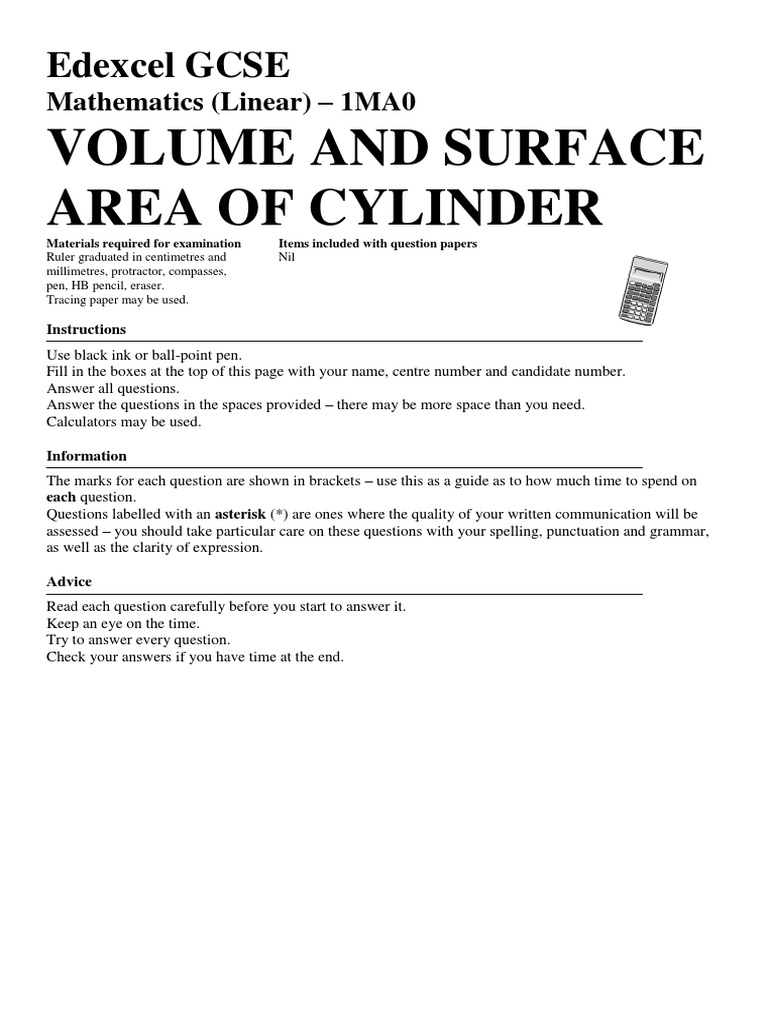 GCSE Maths: Cylinder Volume & Surface | PDF | Volume | Area