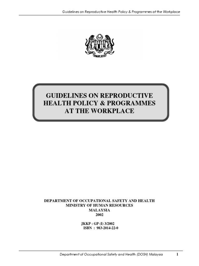 Guideline On Reproductive Health Policy and Programme at The Workplace ...