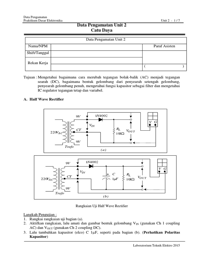 Praktikum Pengukuran Rangkaian Penyearah DC | PDF | Sains & Matematika