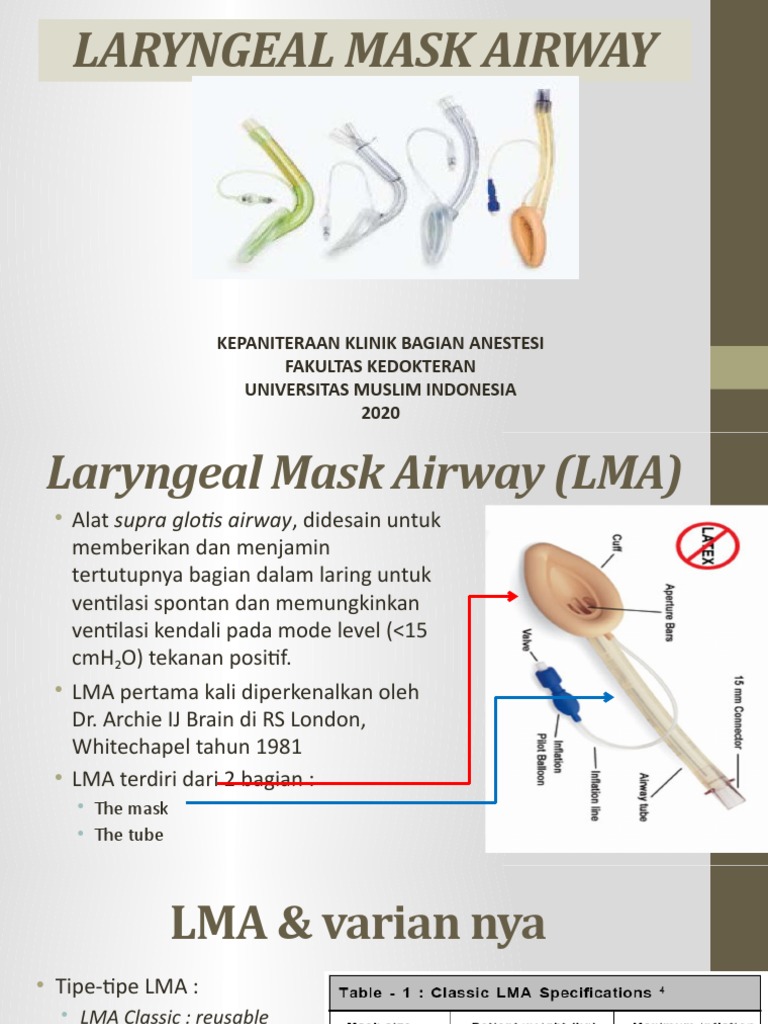 Laryngeal Mask Airway: Kepaniteraan Klinik Bagian Anestesi Fakultas ...