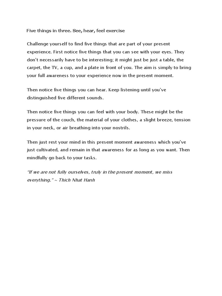 Five Things in Three - See, Hear, Feel | PDF | Science & Mathematics