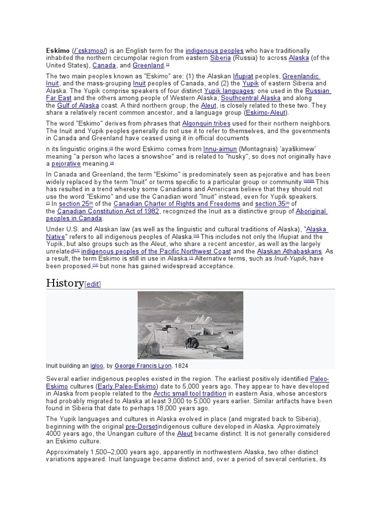 An Overview of the Indigenous Peoples Traditionally Known as Eskimos ...