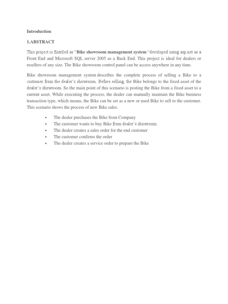 Bike Showroom Management System PDF | PDF | Computing | Software