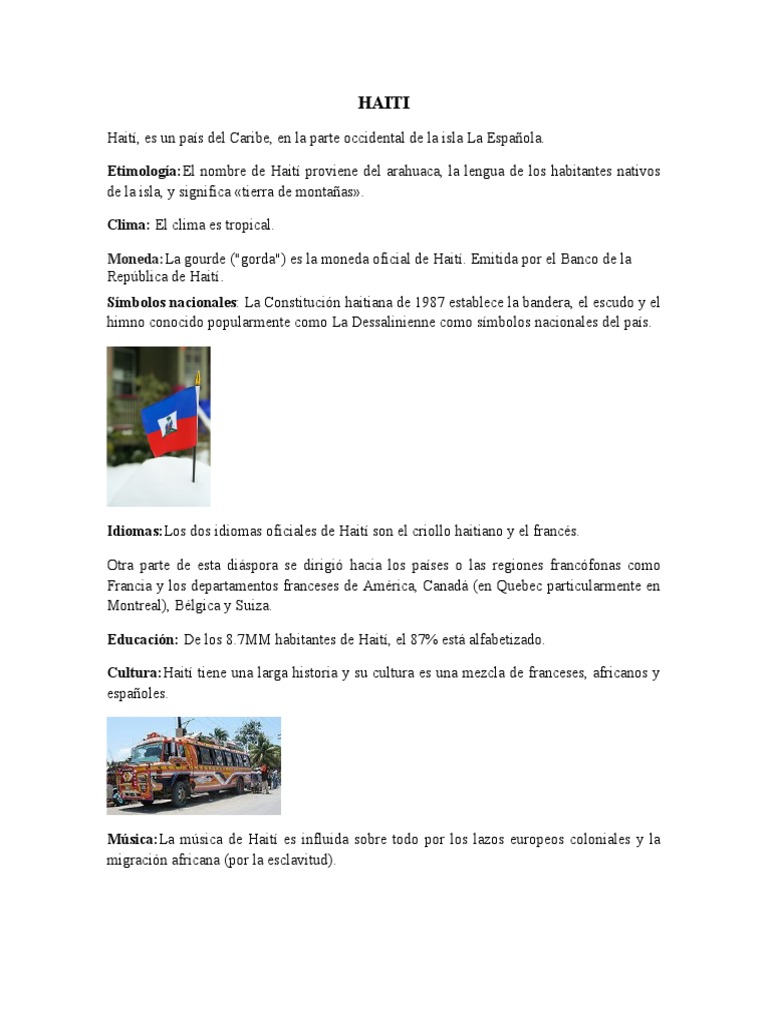 Idiomas y cultura de Haití | PDF | Haití | Cocina