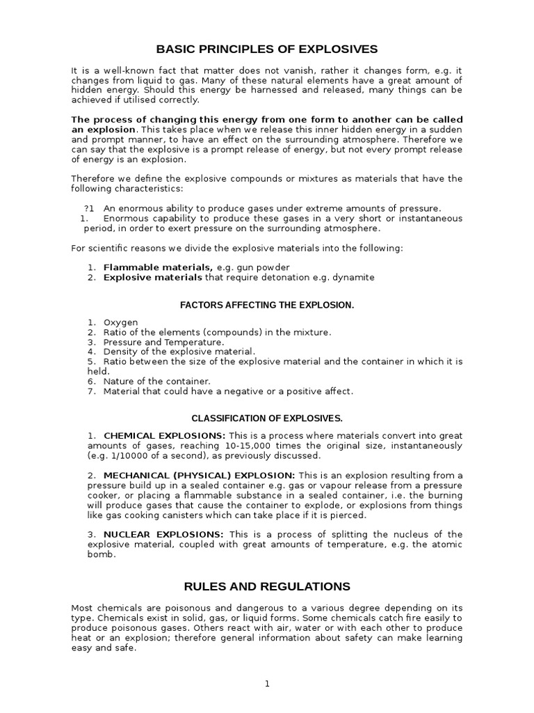 Basic Principles of Explosives | PDF | Explosion | Nitric Acid