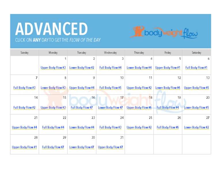 Bodyweight Flow - Advanced Calendar | PDF