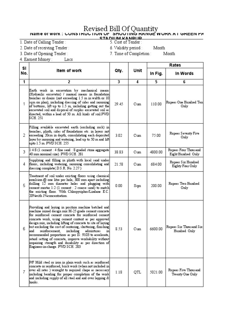 Shooting Range Revised BOQ | PDF | Scaffolding | Plaster