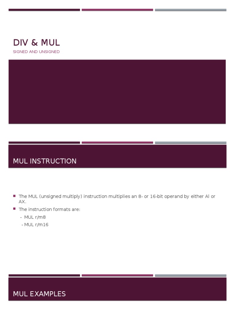Div & Mul: Signed and Unsigned | PDF | Division (Mathematics) | Integer (Computer Science)
